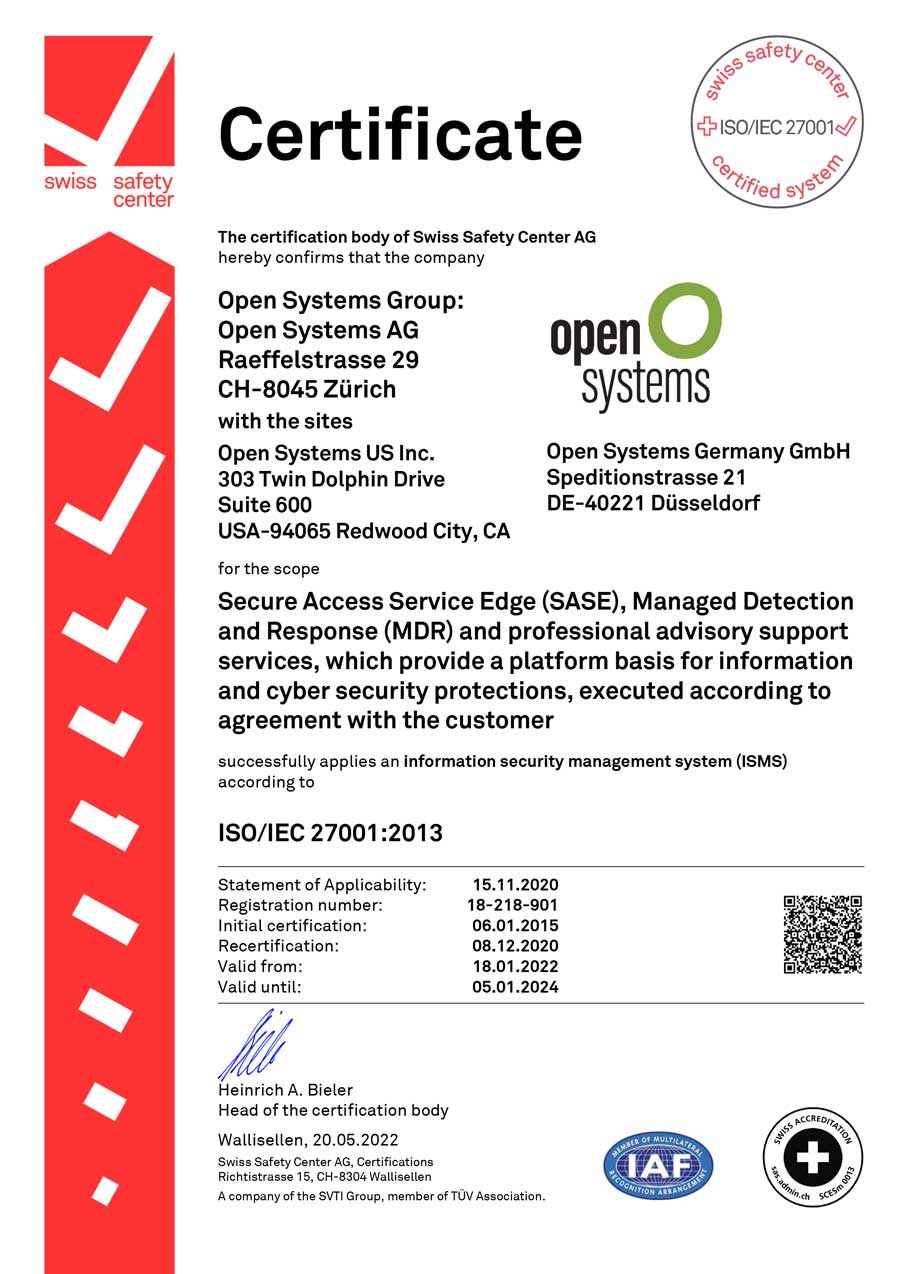 ISO 27001 Certification Open Systems ISO 27001 Certification Open Systems