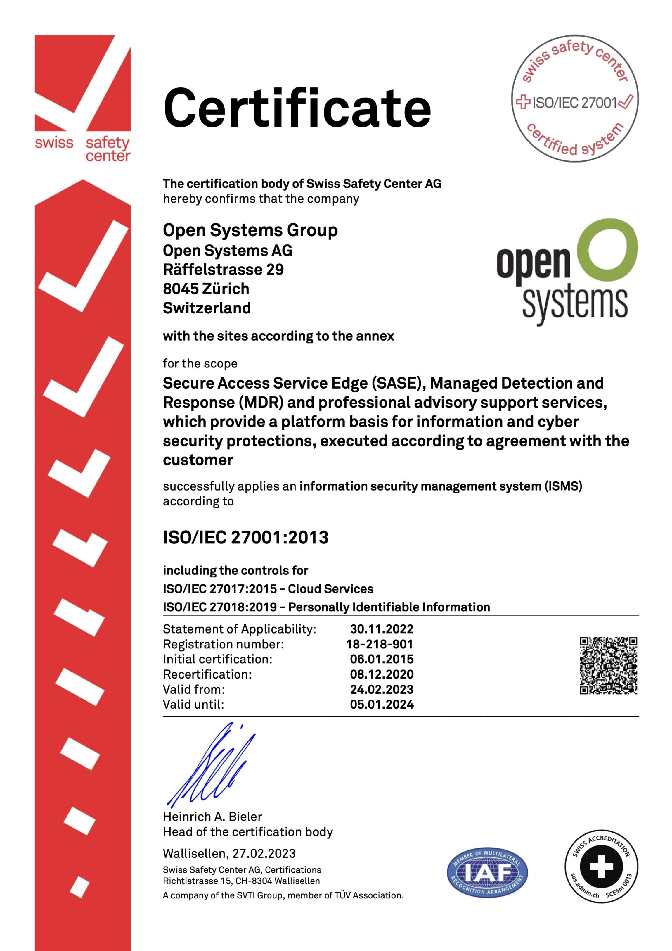 ISO 27001 Certification | Open Systems