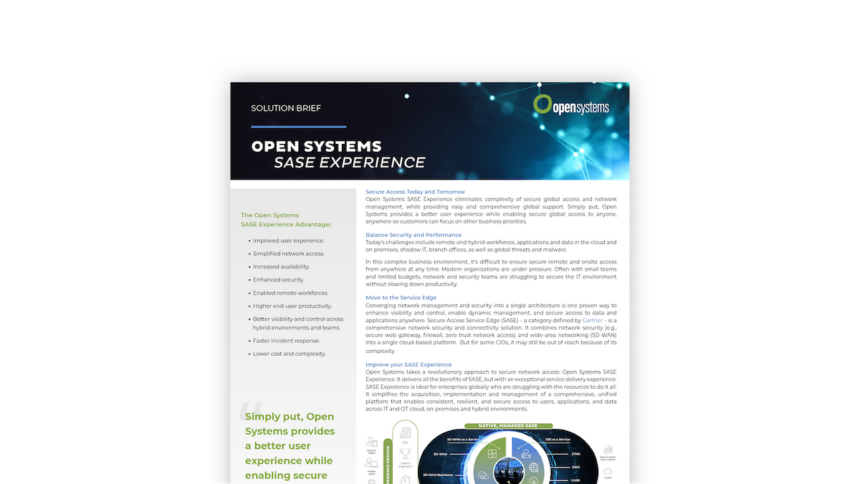 SASE Experience | Open Systems